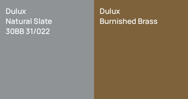 Dulux Natural Slate vs. Dulux Burnished Brass comparison