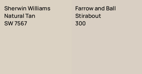 Sherwin Williams Natural Tan vs. Farrow and Ball Stirabout comparison