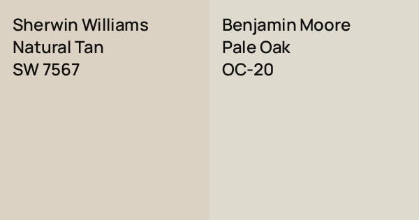 Sherwin Williams Natural Tan vs. Benjamin Moore Pale Oak comparison