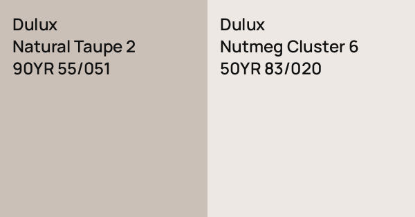 Dulux Natural Taupe 2 vs. Dulux Nutmeg Cluster 6 comparison