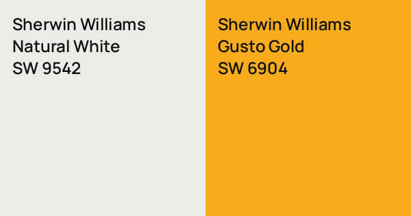 Sherwin Williams Natural White vs. Sherwin Williams Gusto Gold comparison
