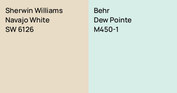 Sherwin Williams Navajo White vs. Behr Dew Pointe comparison