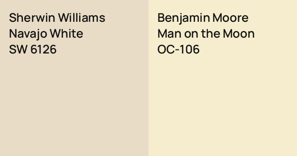 Sherwin Williams Navajo White vs. Benjamin Moore Man on the Moon comparison