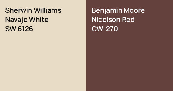 Sherwin Williams Navajo White vs. Benjamin Moore Nicolson Red comparison