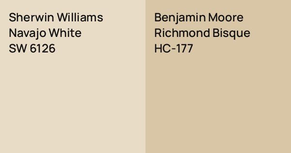 Sherwin Williams Navajo White vs. Benjamin Moore Richmond Bisque comparison