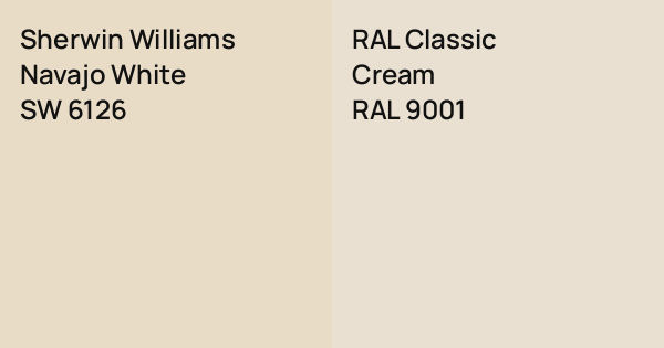 Sherwin Williams Navajo White vs. RAL Classic Cream comparison