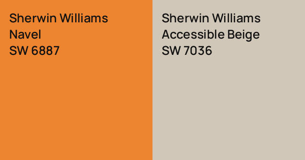 Sherwin Williams Navel vs. Sherwin Williams Accessible Beige comparison
