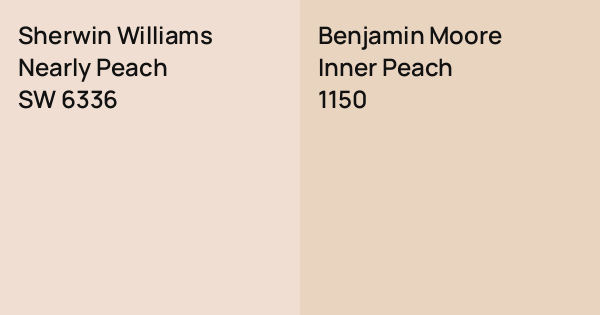 Sherwin Williams Nearly Peach vs. Benjamin Moore Inner Peach comparison