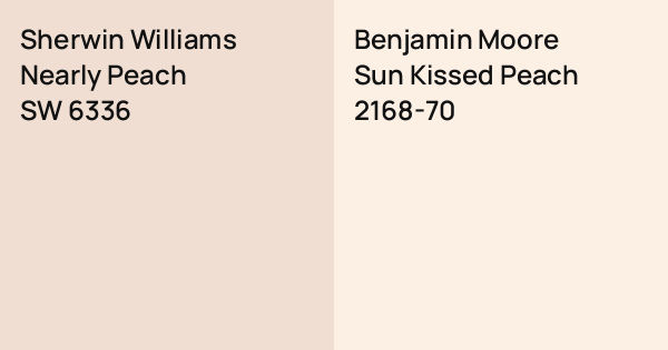 Sherwin Williams Nearly Peach vs. Benjamin Moore Sun Kissed Peach ...