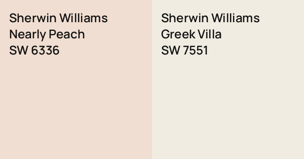 Sherwin Williams Nearly Peach vs. Sherwin Williams Greek Villa comparison