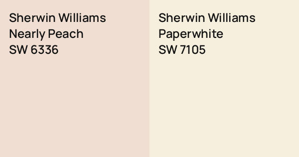 Sherwin Williams Nearly Peach vs. Sherwin Williams Paperwhite comparison