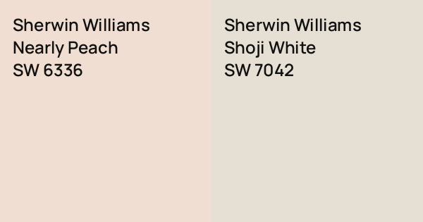 Sherwin Williams Nearly Peach vs. Sherwin Williams Shoji White comparison