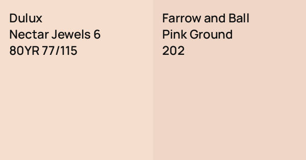 Dulux Nectar Jewels 6 vs. Farrow and Ball Pink Ground comparison