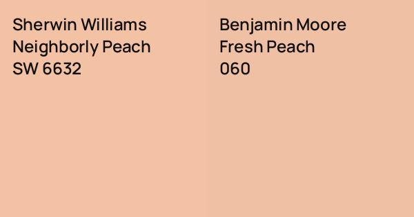 Sherwin Williams Neighborly Peach vs. Benjamin Moore Fresh Peach comparison