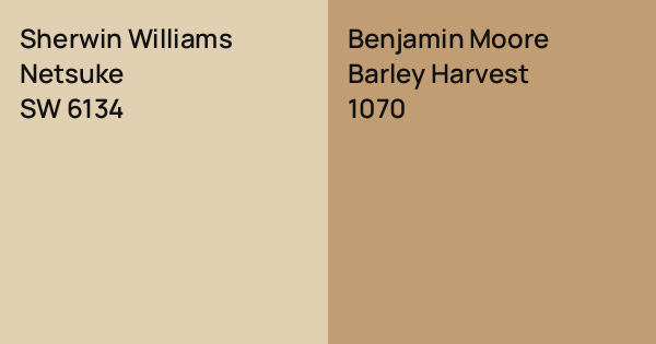 Sherwin Williams Netsuke vs. Benjamin Moore Barley Harvest comparison