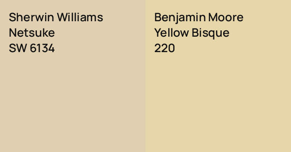 Sherwin Williams Netsuke vs. Benjamin Moore Yellow Bisque comparison