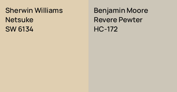 Sherwin Williams Netsuke vs. Benjamin Moore Revere Pewter comparison