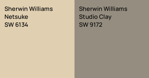 Sherwin Williams Netsuke vs. Sherwin Williams Studio Clay comparison