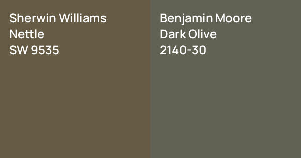 Sherwin Williams Nettle vs. Benjamin Moore Dark Olive comparison