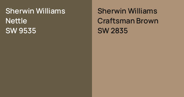 Sherwin Williams Nettle vs. Sherwin Williams Craftsman Brown comparison