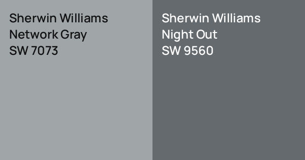 Sherwin Williams Network Gray vs. Sherwin Williams Night Out comparison