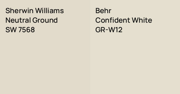 Sherwin Williams Neutral Ground vs. Behr Confident White comparison