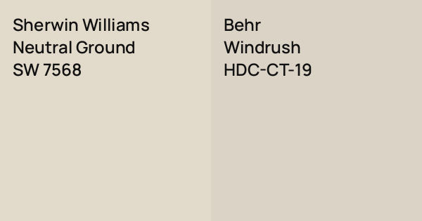 Sherwin Williams Neutral Ground vs. Behr Windrush comparison