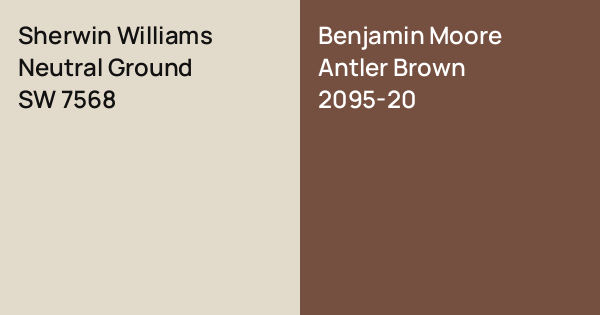 Sherwin Williams Neutral Ground vs. Benjamin Moore Antler Brown comparison