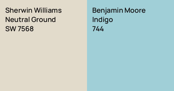 Sherwin Williams Neutral Ground vs. Benjamin Moore Indigo comparison