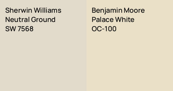 Sherwin Williams Neutral Ground vs. Benjamin Moore Palace White comparison