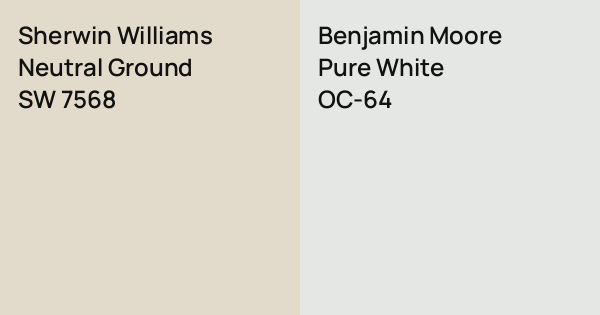 Sherwin Williams Neutral Ground vs. Benjamin Moore Pure White comparison