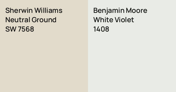 Sherwin Williams Neutral Ground vs. Benjamin Moore White Violet comparison