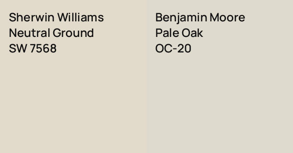 Sherwin Williams Neutral Ground vs. Benjamin Moore Pale Oak comparison