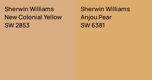 Sherwin Williams New Colonial Yellow vs. Sherwin Williams Anjou Pear ...