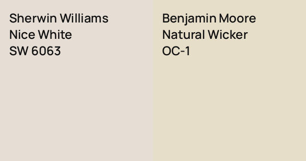 Sherwin Williams Nice White vs. Benjamin Moore Natural Wicker comparison