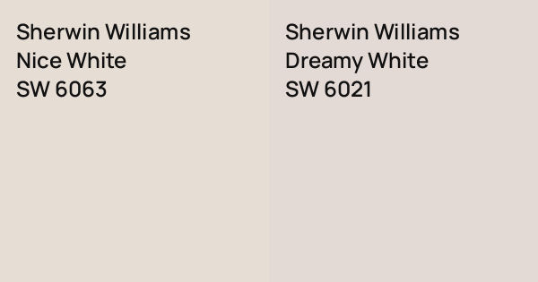Sherwin Williams Nice White vs. Sherwin Williams Dreamy White comparison