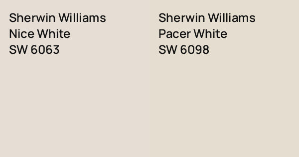 Sherwin Williams Nice White vs. Sherwin Williams Pacer White comparison