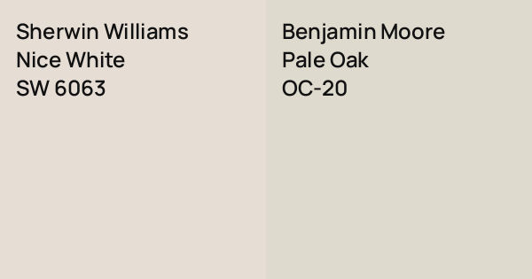 Sherwin Williams Nice White vs. Benjamin Moore Pale Oak comparison