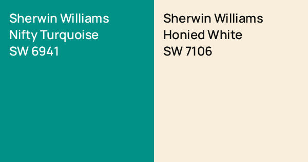 Sherwin Williams Nifty Turquoise vs. Sherwin Williams Honied White ...