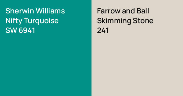 Sherwin Williams Nifty Turquoise vs. Farrow and Ball Skimming Stone ...