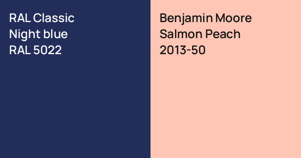 RAL Classic Night blue vs. Benjamin Moore Salmon Peach comparison