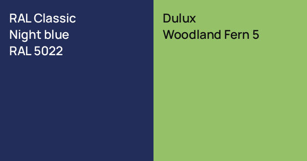 RAL Classic Night blue vs. Dulux Woodland Fern 5 comparison