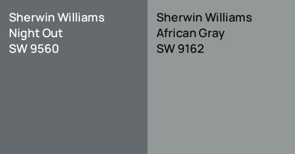 Sherwin Williams Night Out vs. Sherwin Williams African Gray comparison