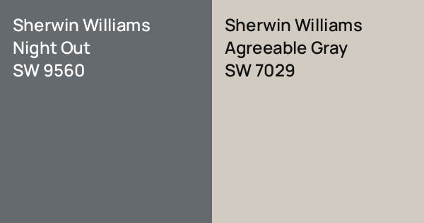 Sherwin Williams Night Out vs. Sherwin Williams Agreeable Gray comparison