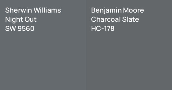 Sherwin Williams Night Out vs. Benjamin Moore Charcoal Slate comparison