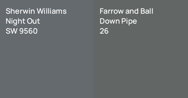 Sherwin Williams Night Out vs. Farrow and Ball Down Pipe comparison