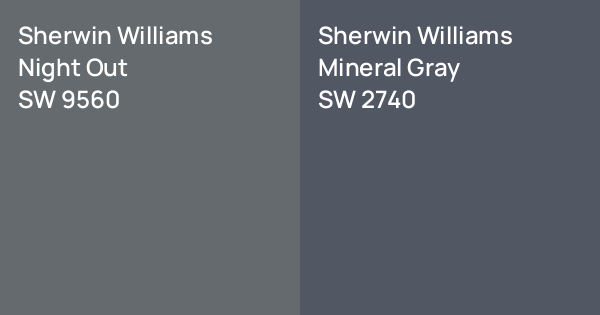 Sherwin Williams Night Out vs. Sherwin Williams Mineral Gray comparison