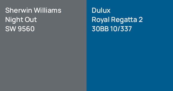 Sherwin Williams Night Out vs. Dulux Royal Regatta 2 comparison