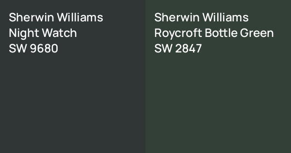 Sherwin Williams Night Watch vs. Sherwin Williams Roycroft Bottle Green ...