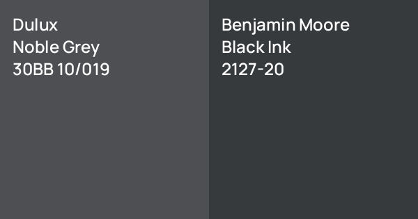 Dulux Noble Grey vs. Benjamin Moore Black Ink comparison